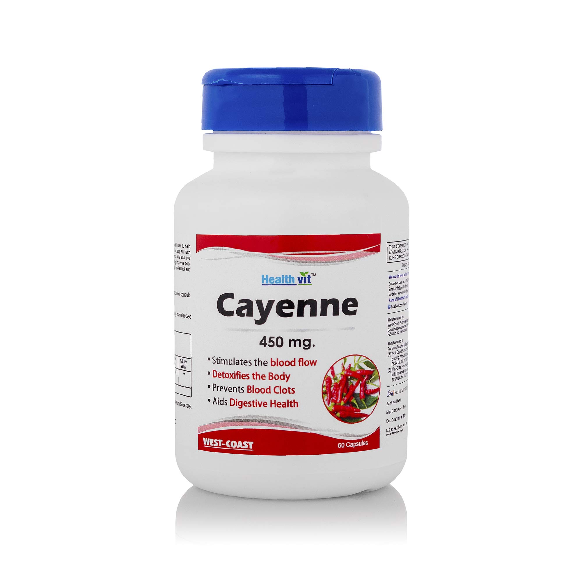 Buy HealthVit Cayenne 450 mg, 60 Capsules Online at Low Prices in India ...