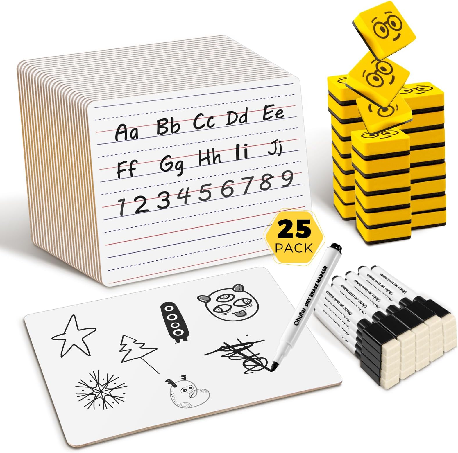 Amazon.com : Scribbledo 10 Pack Double Sided Whiteboard Lined Dry Erase ...