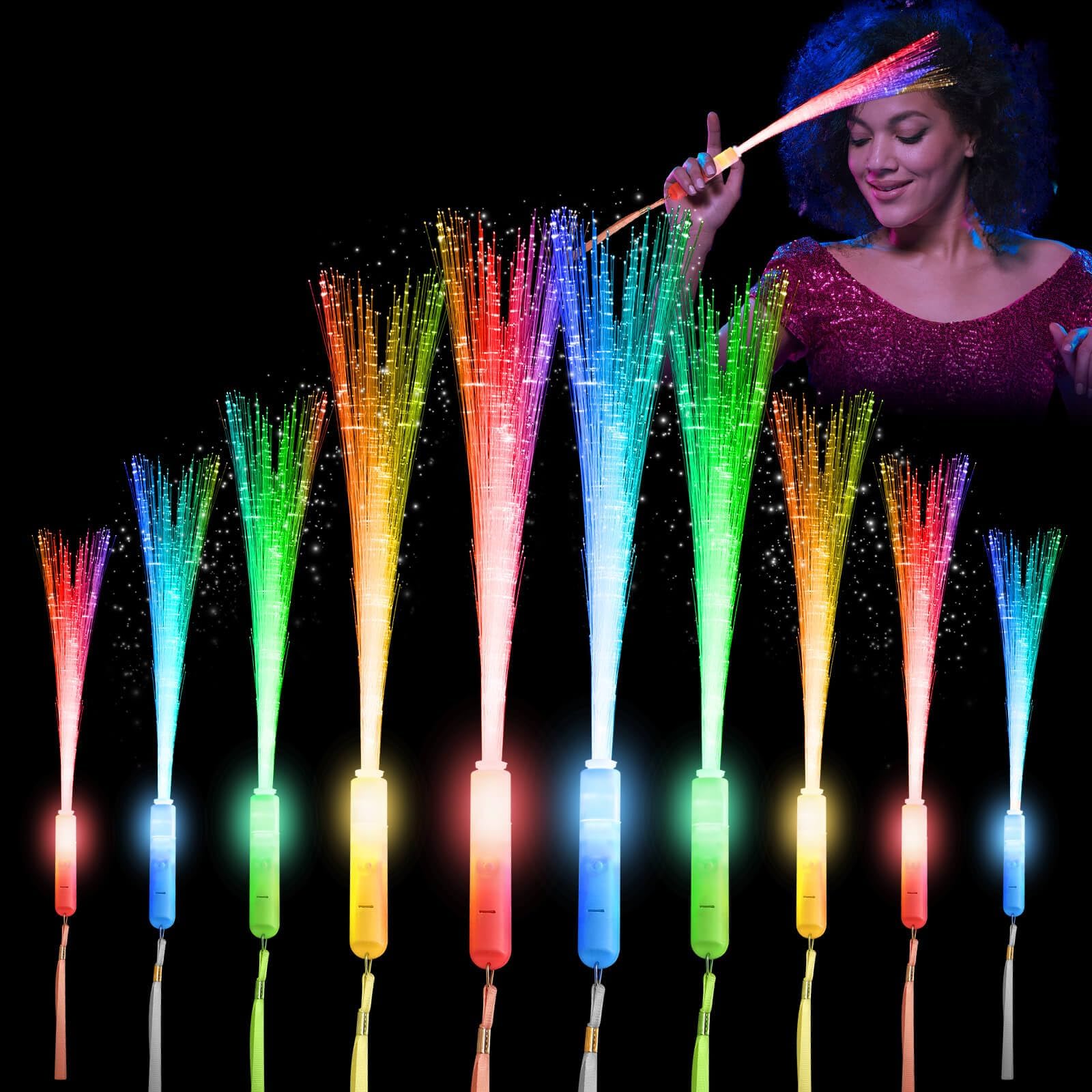 FlashingBlinkyLights Multicolor Light Up Fiber Optic Wands (Set of 12 ...