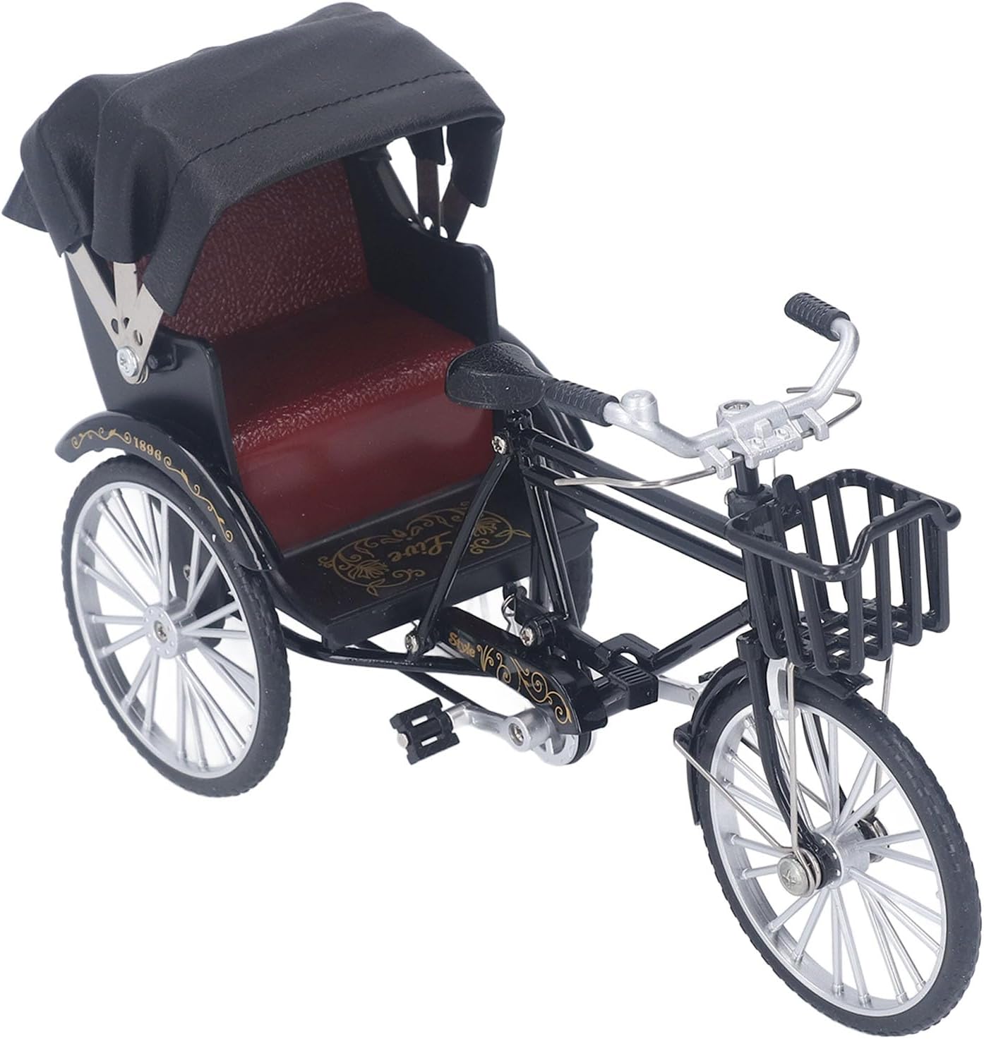Amazon.com: TOPINCN Retro Rickshaw Figurine Decorative Alloy Wheel ...