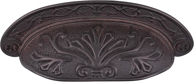 Oil Rubbed Bronze Baroque Scroll Work Cup Pull - Centers: 2 1/2 ...