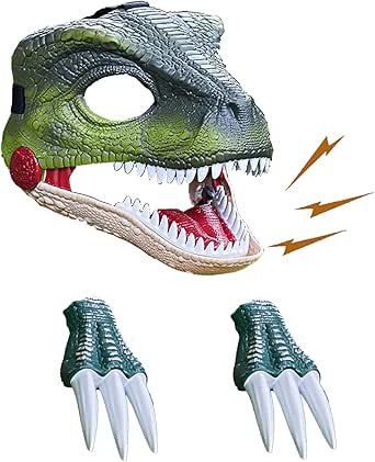 Amazon.com: Yestic Movable Mouth Dinosaur Mask with Sounds and Claws ...