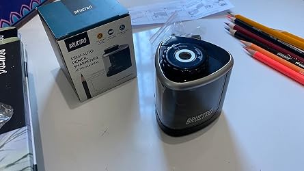 Brustro Semi-Auto Pencil Sharpener | Battery Operated + Manual ...