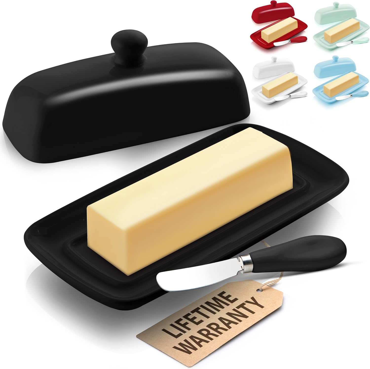Amazon.com | Zulay Butter Dish With Lid For Countertop - Porcelain ...
