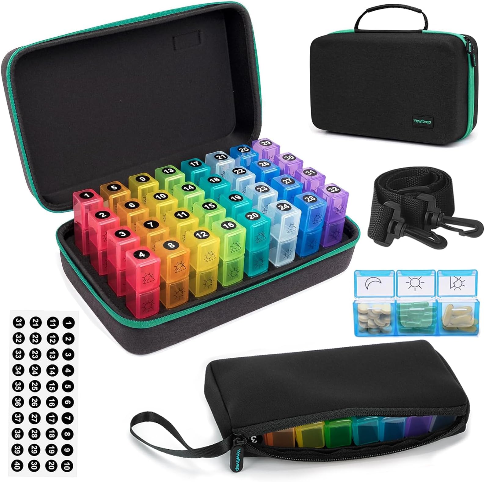 Amazon.com: Daviky Monthly Pill Organizer 3 Times a Day, 30 Day Pill ...
