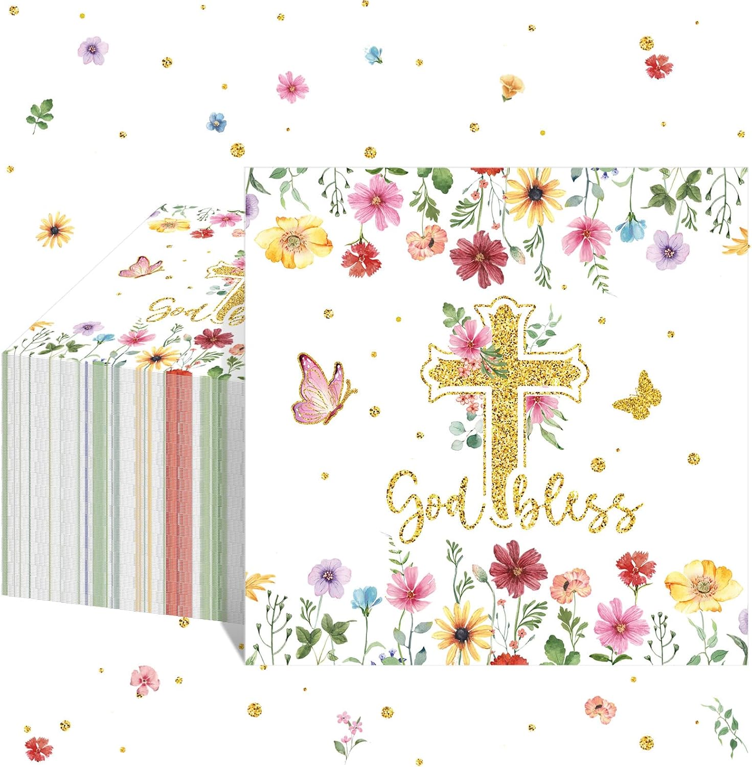 Amazon.com: Nuanchu 50 Pcs Baptism Napkins God Bless Napkins ...