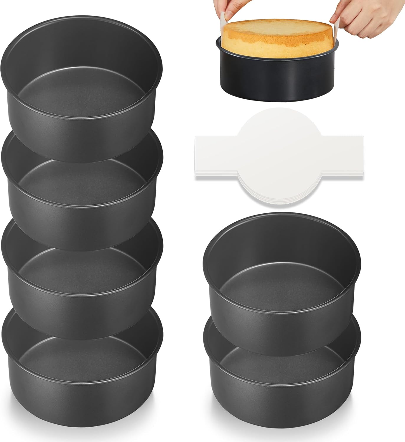 Amazon.com: HONGBAKE 6 Inch Cake Pans for Baking, Round Small Layer ...
