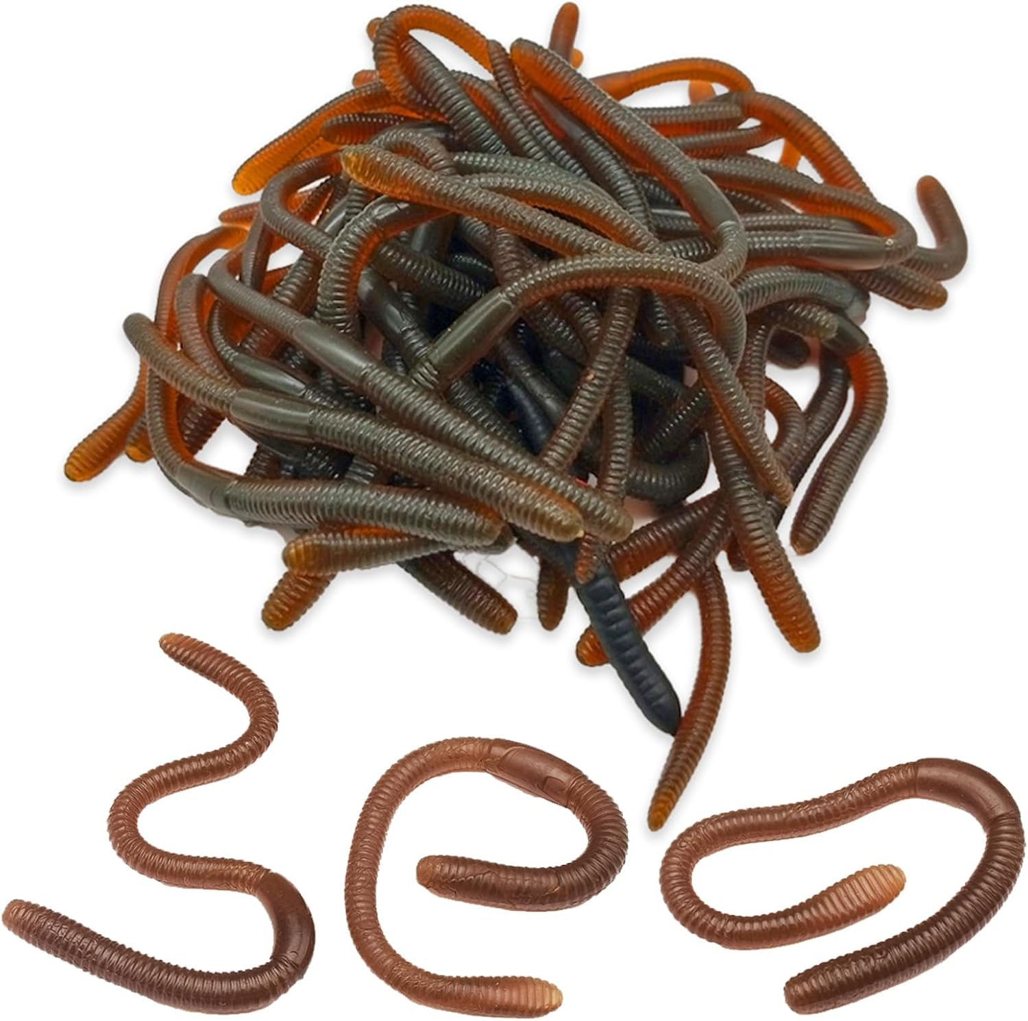 10 Pieces Plastic Fake Worms,fake worms,Stretchy Fake Earthworms for ...