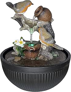 Indoor Tabletop Fountain Water Feature LED Lights Polyresin Statues ...