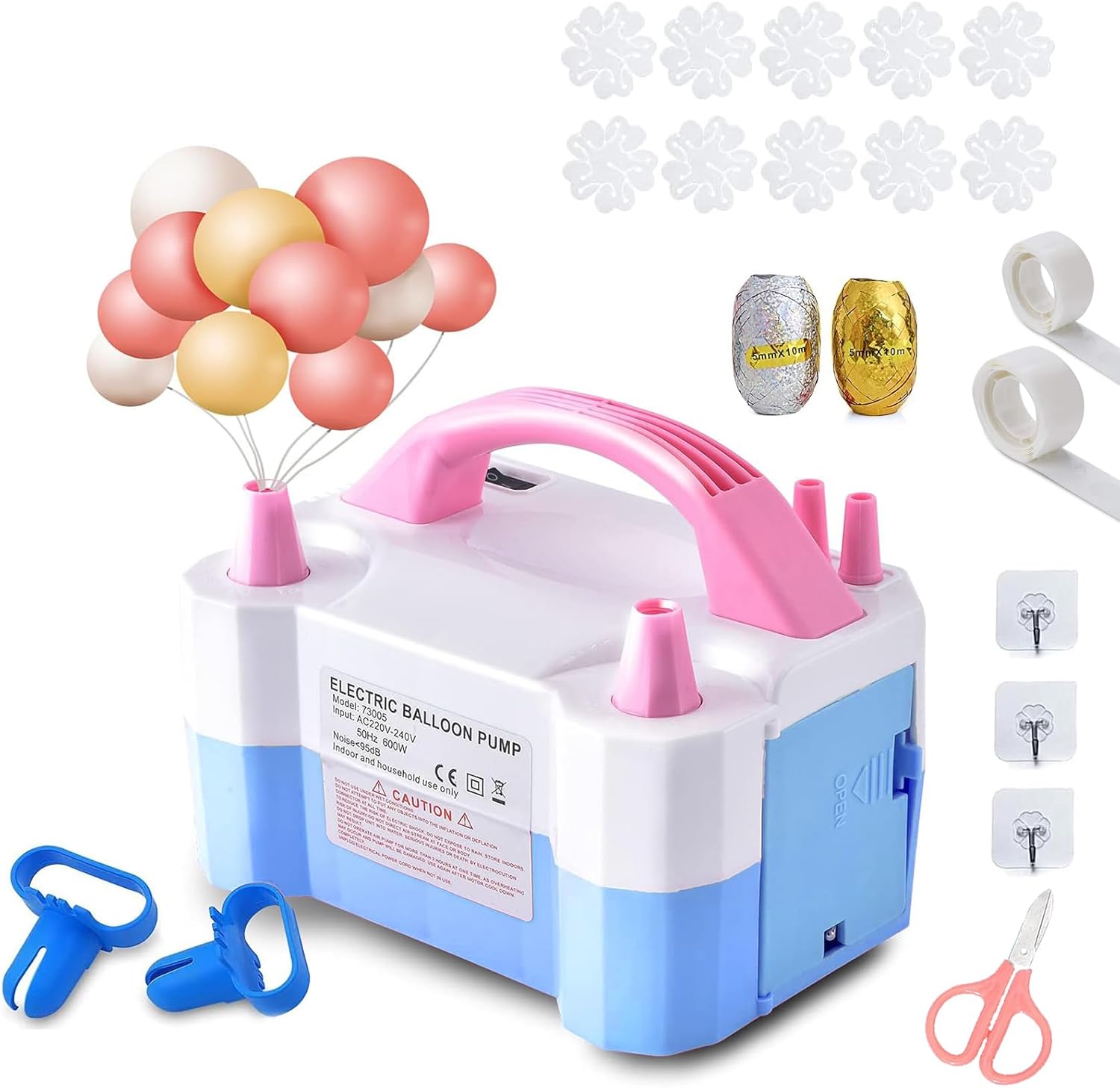 Electric Air Balloon Pump, Portable Dual Nozzle Electric Balloon Inflator/Blower for Party ...