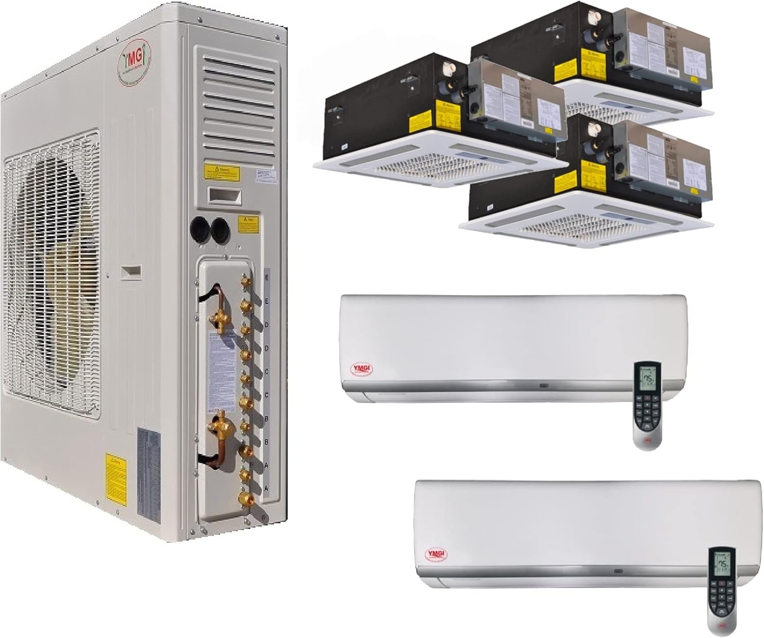 YMGI Five Zone 5 Zone 60000 BTU 5 Tons with 2 Wall Mounts and 3 Ceiling ...