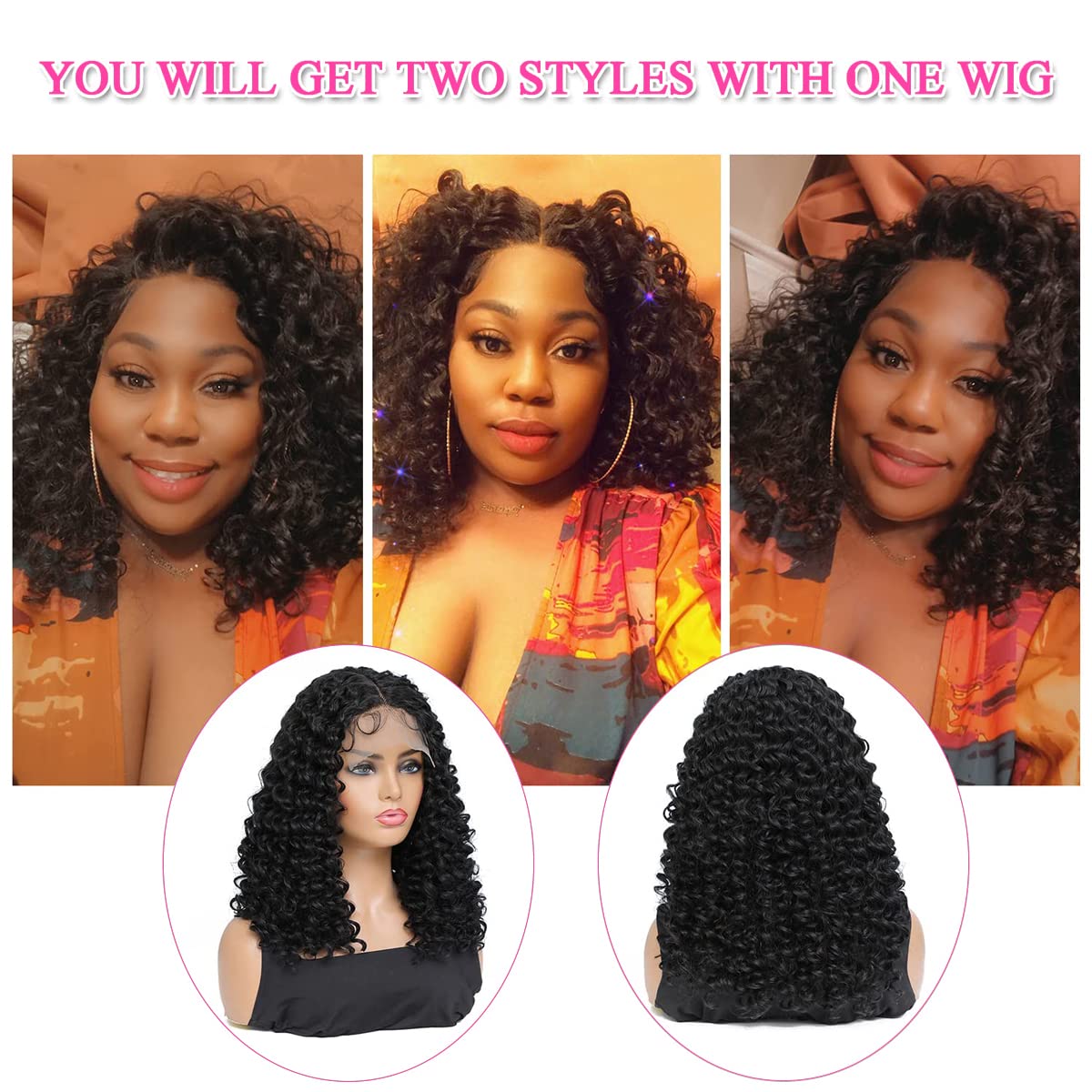 VEGALILY Curly Wig 5x5x1 Lace Front Wig Synthetic Lace Wigs for Black ...