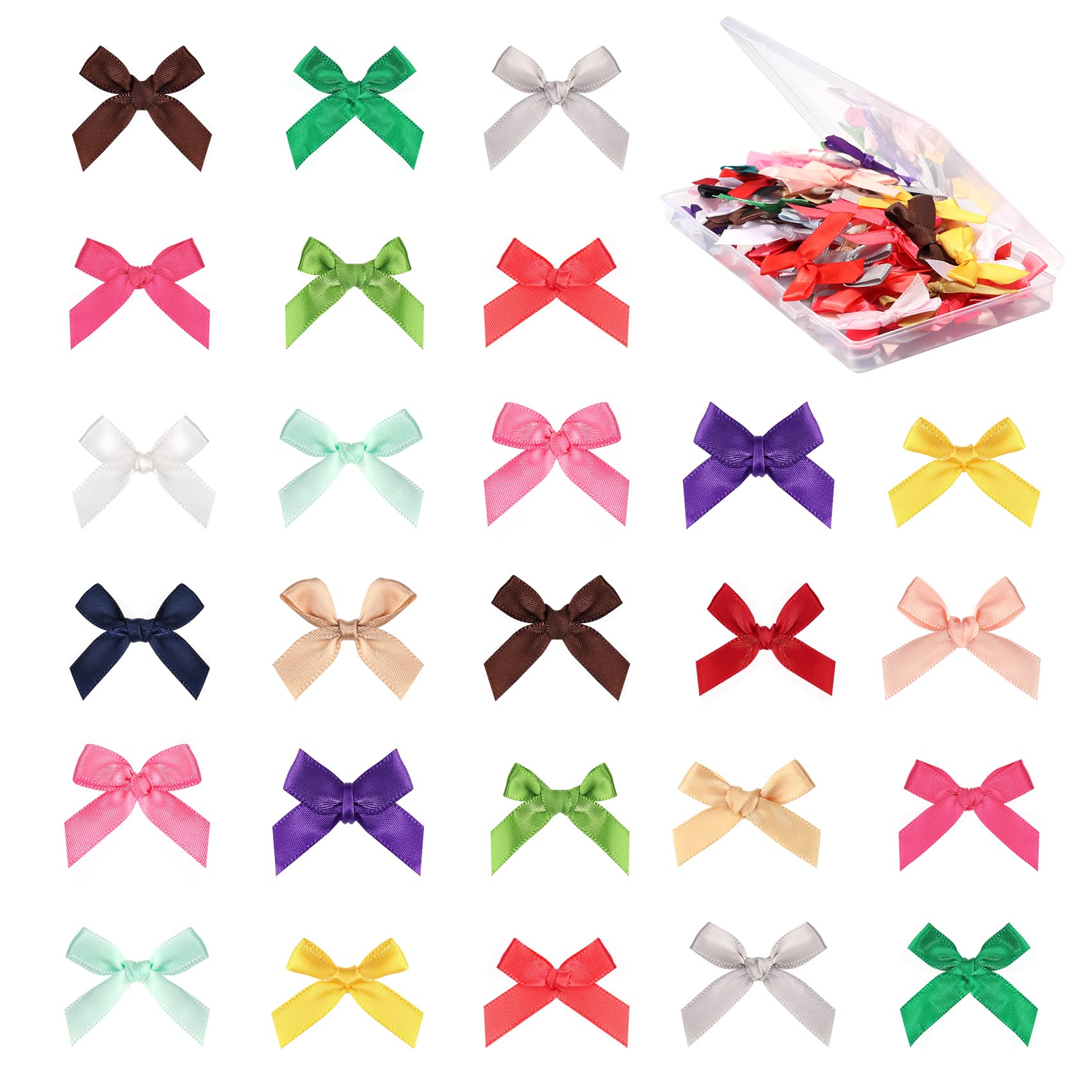 Amazon.com: Hiswan 100PCS Mini Ribbon Bows 1.57” Satin Small Premade ...
