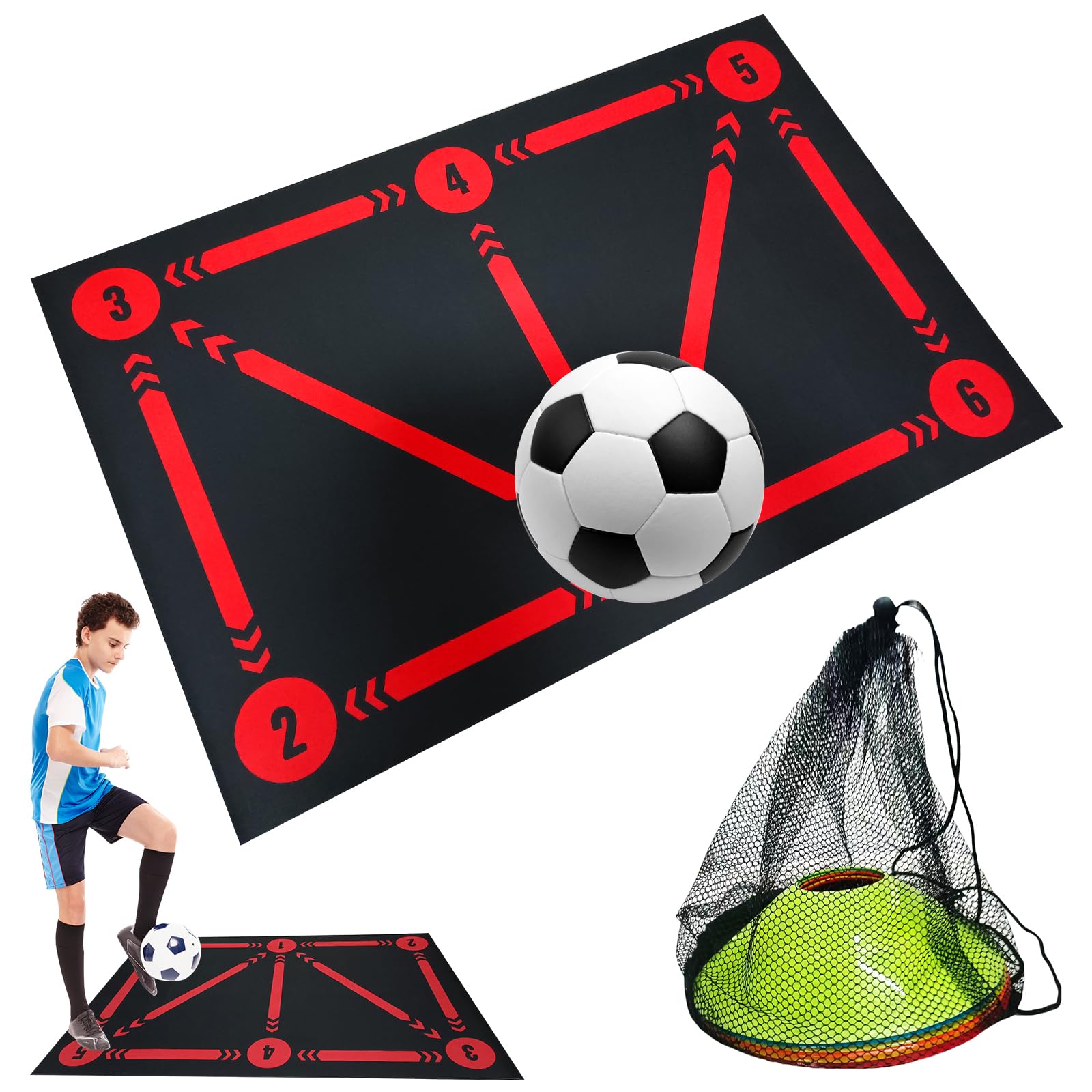 Amazon.com : BINUFF Soccer Training Mat, Football Footstep Training Mat ...