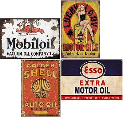 Amazon.com: Tin Signs 4 Pieces Reproduction Vintage, Gas Oil Car Metal ...