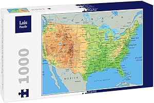 Lais Puzzle Highly detailed physical map of the United States of ...