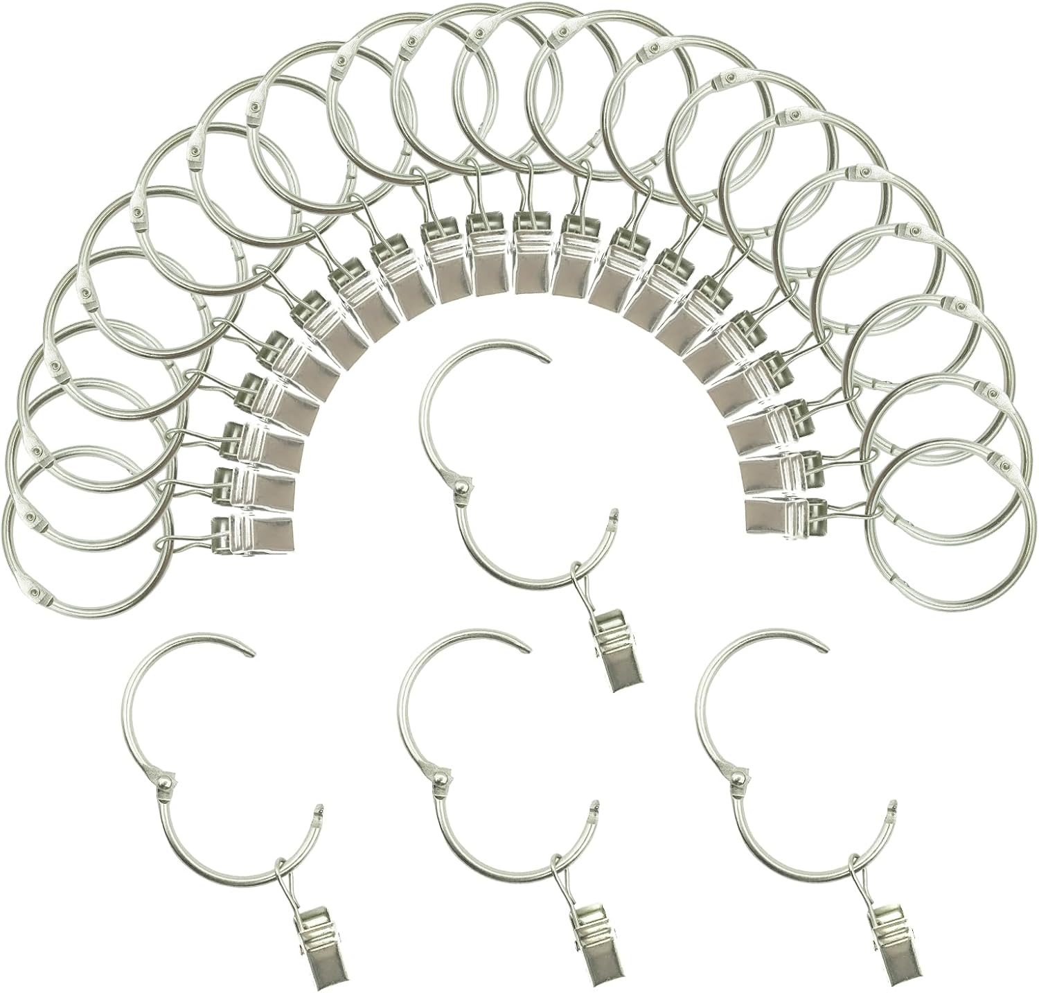 Amazon.com: Openable Curtain Rings with Clips 2 inch Interior Diameter ...
