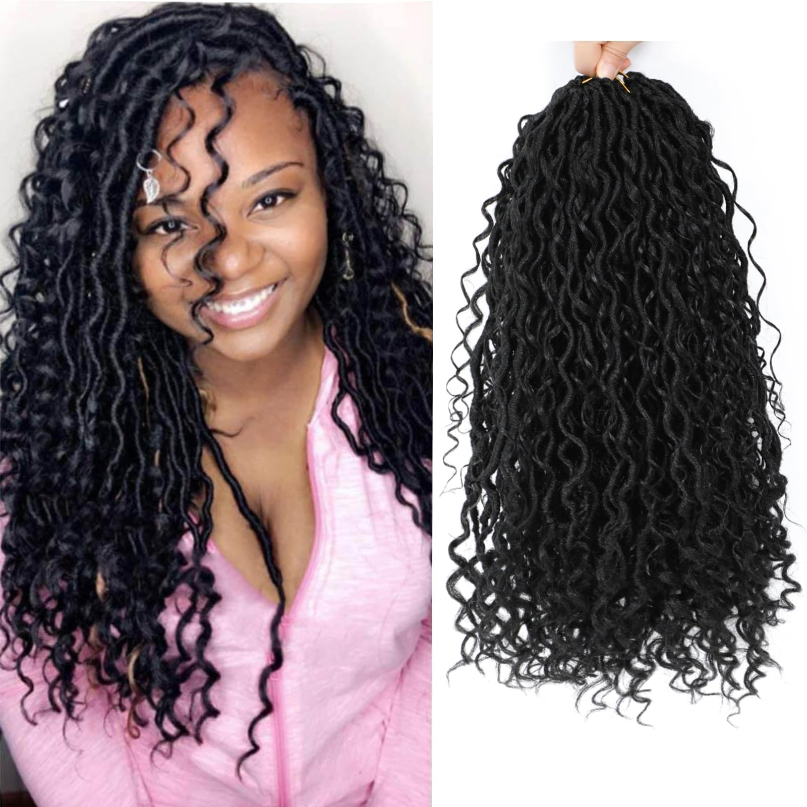 Amazon.com : 8 Packs Goddess Locs Crochet Hair 14 Inch Faux Locs ...