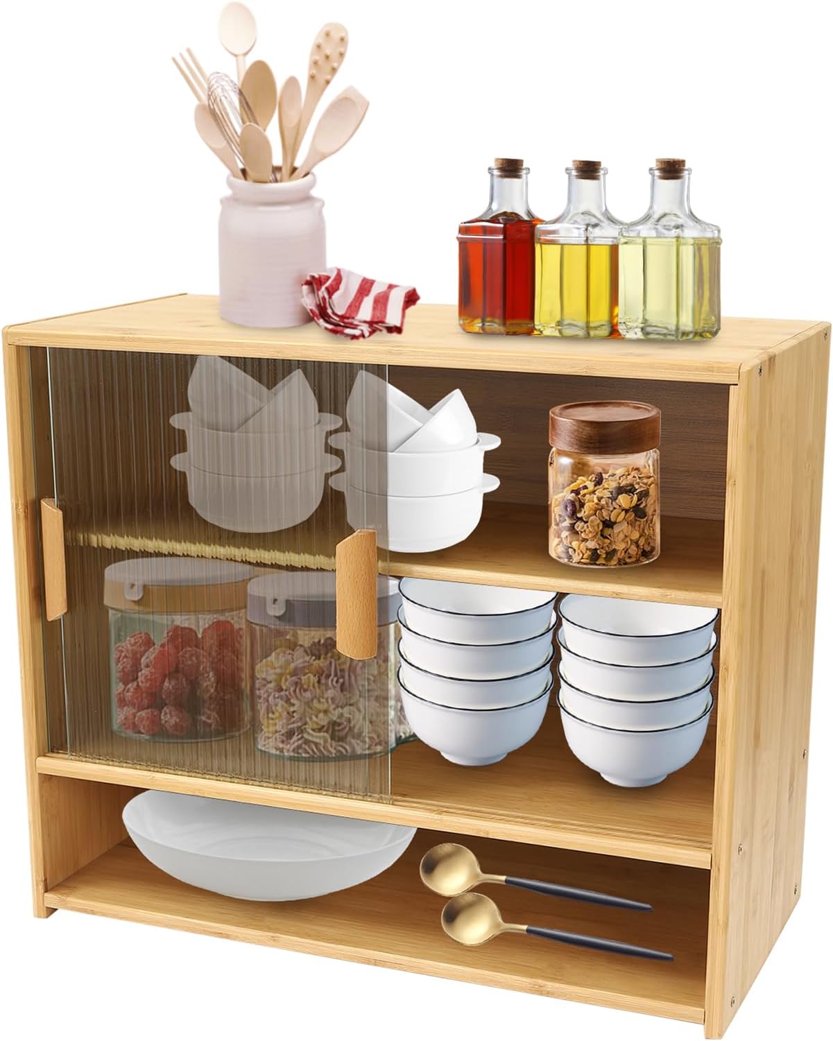 Amazon.com: Farmhouse Style Mini Kitchen Cupboard - 19.5”x5.3”x18.5 ...