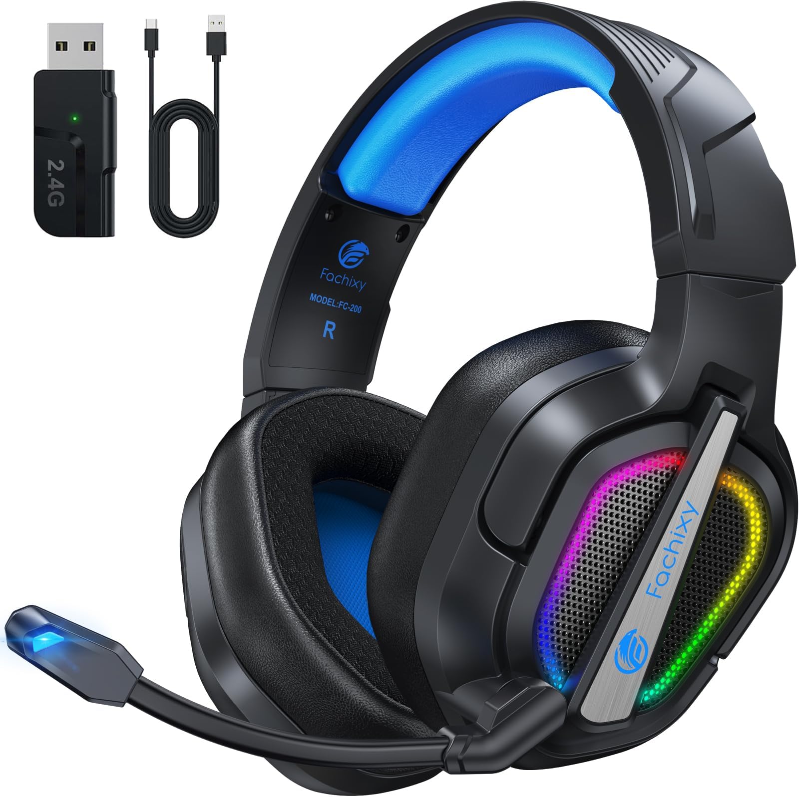 Amazon.com: Ozeino 2.4GHz Wireless Gaming Headset with Microphone, 2.4G ...