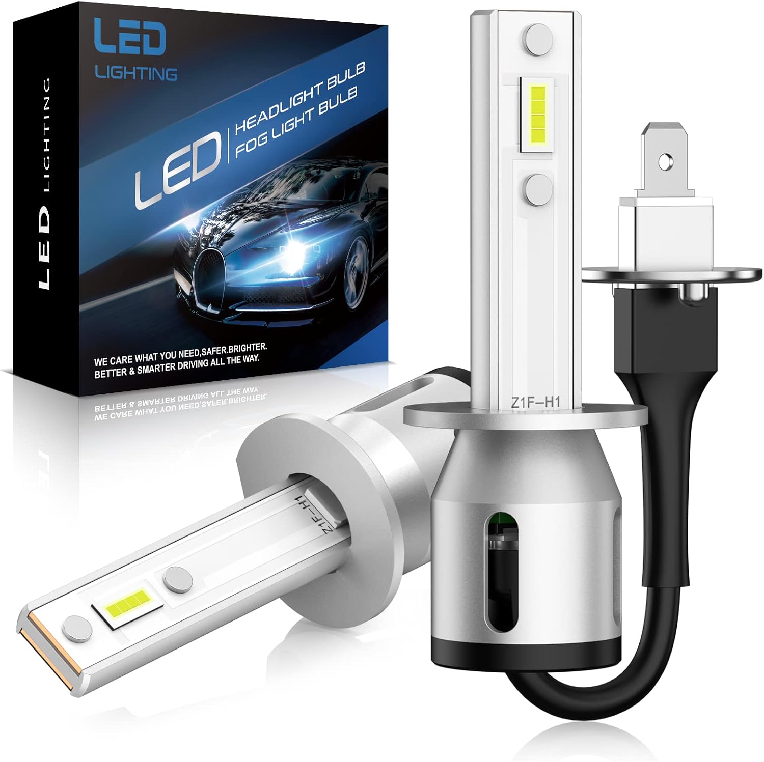 SHINYY Ampoules H1 LED 22000LM, [2025 Améliorer] 6500K Blanc LED H1 Phare pour Voiture H1 LED ...