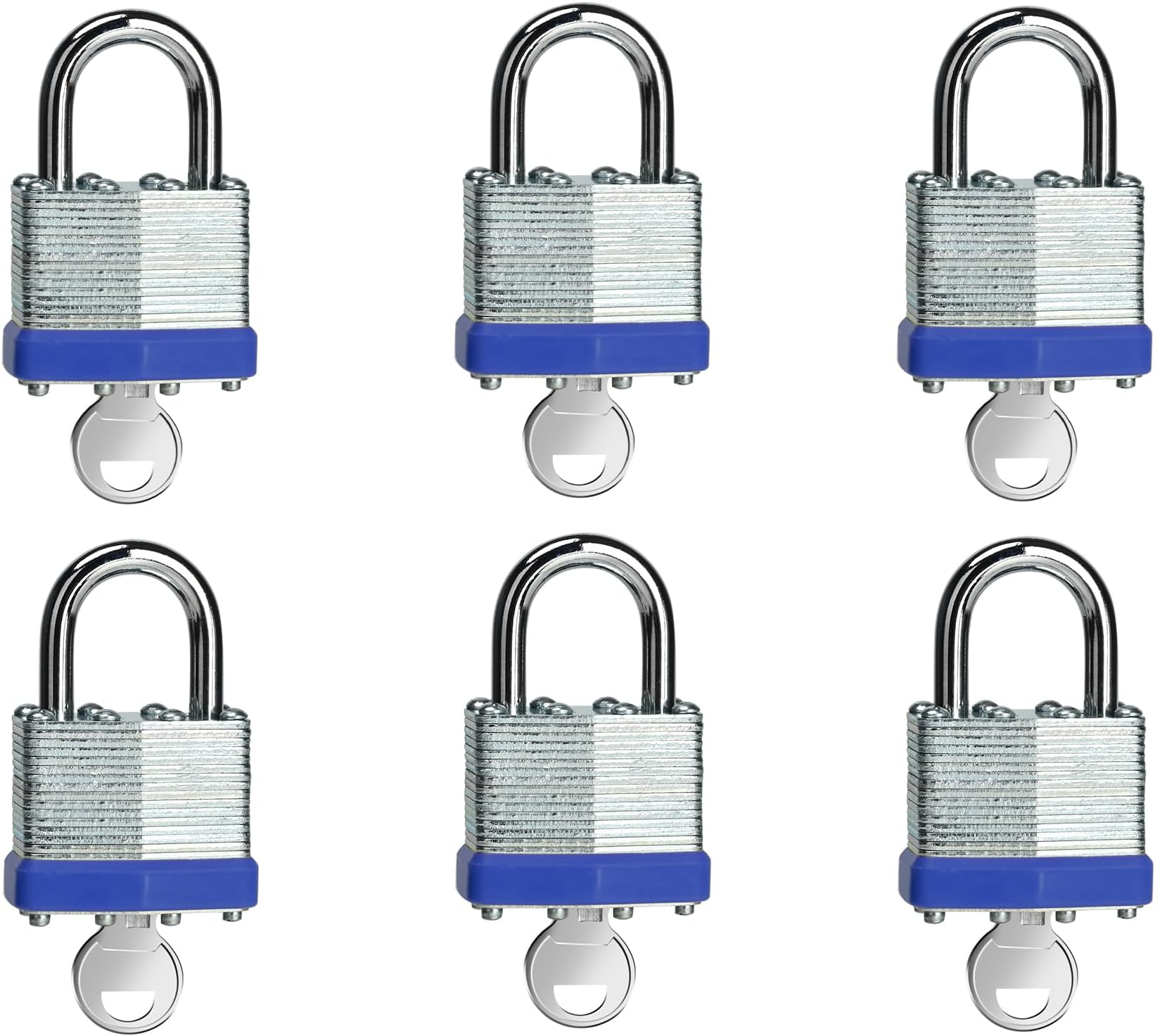 HOX Locks 6-Pack Keyed-Alike Padlocks w/ 1.2” Shackle, 1-9/16” Wide ...