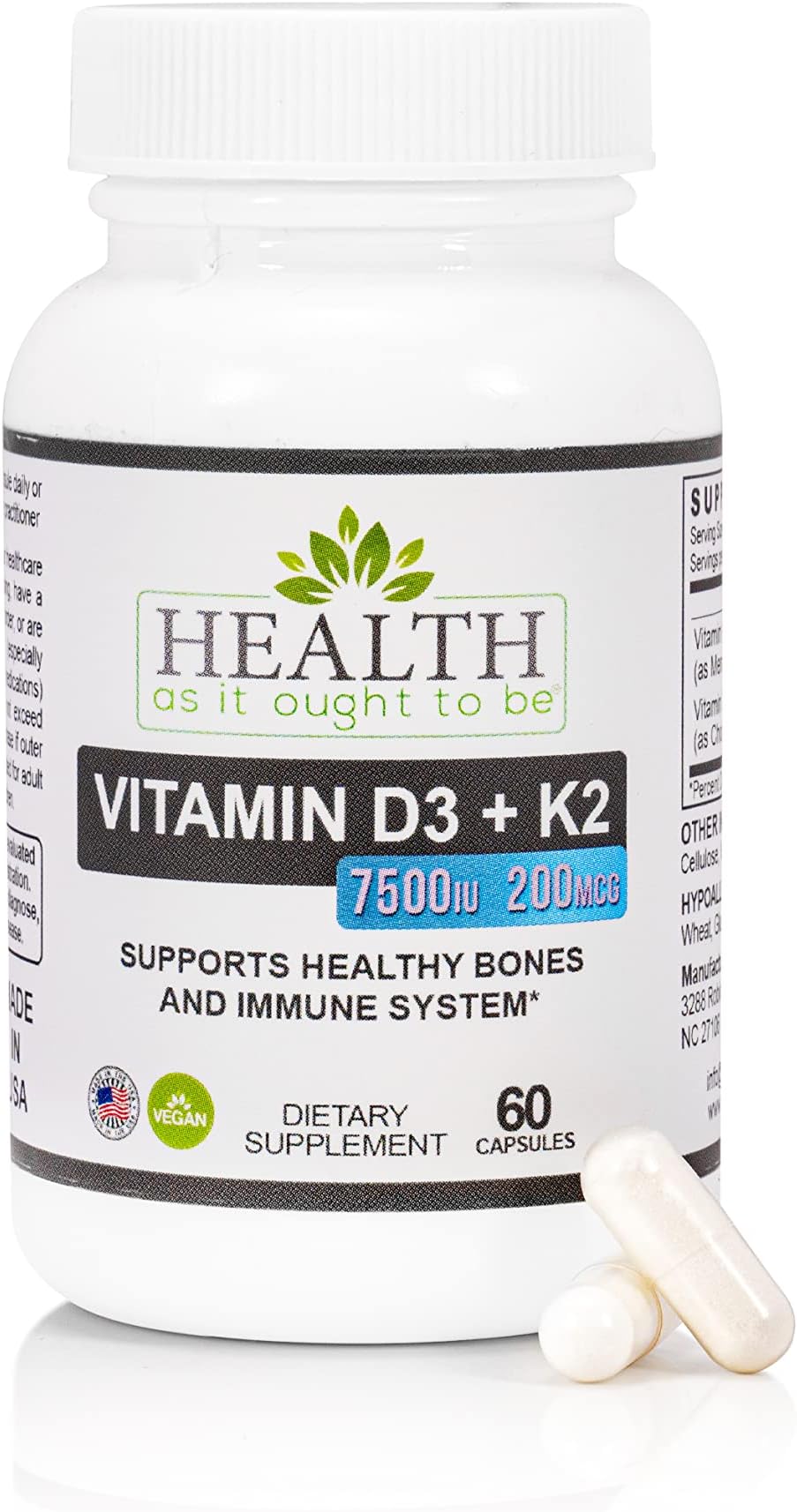 Amazon.com: Vitamin D3 with K2 Liquid Drops, All Natural, Non GMO ...