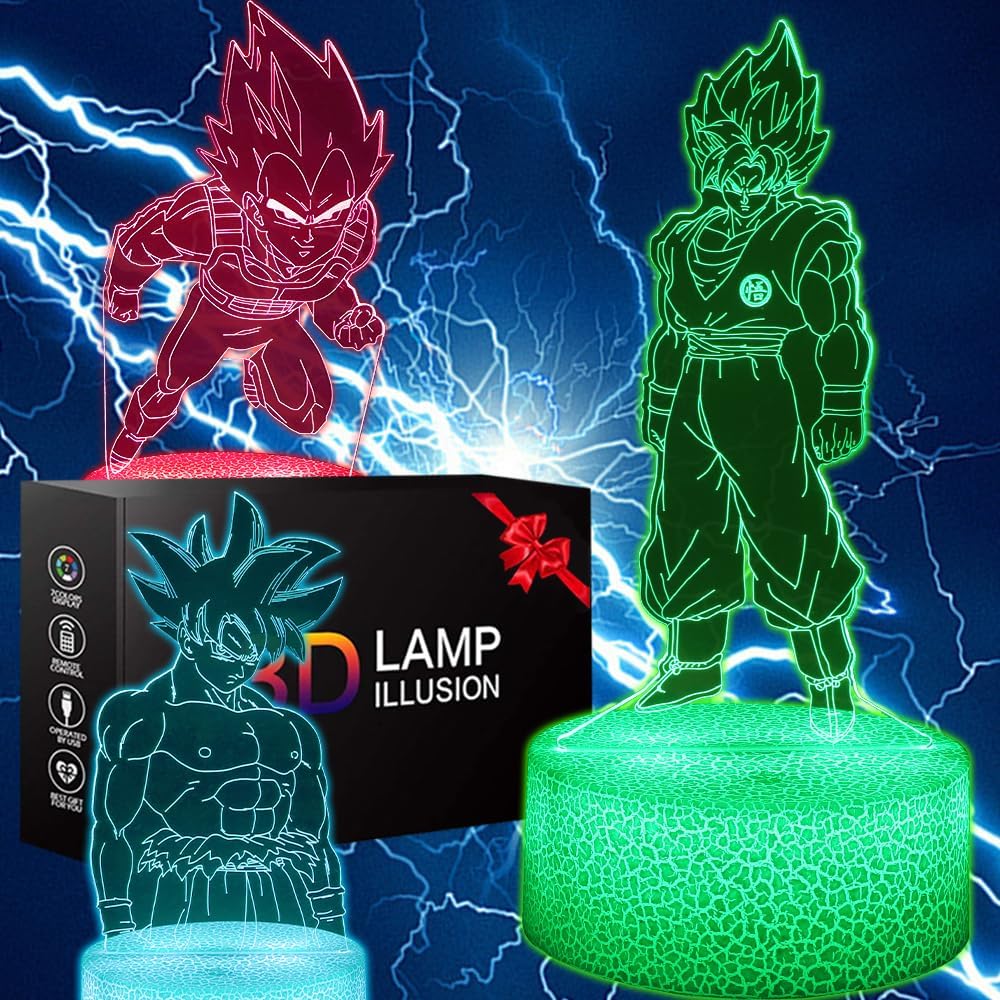 Swikee Super Goku 3D Illusion Night Lights, USB LEDs Table Home 3D Arts ...