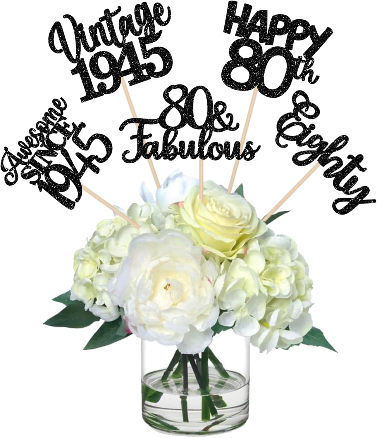 Amazon.com: 15 PCS Black 80th Birthday Centerpiece Sticks - Double ...