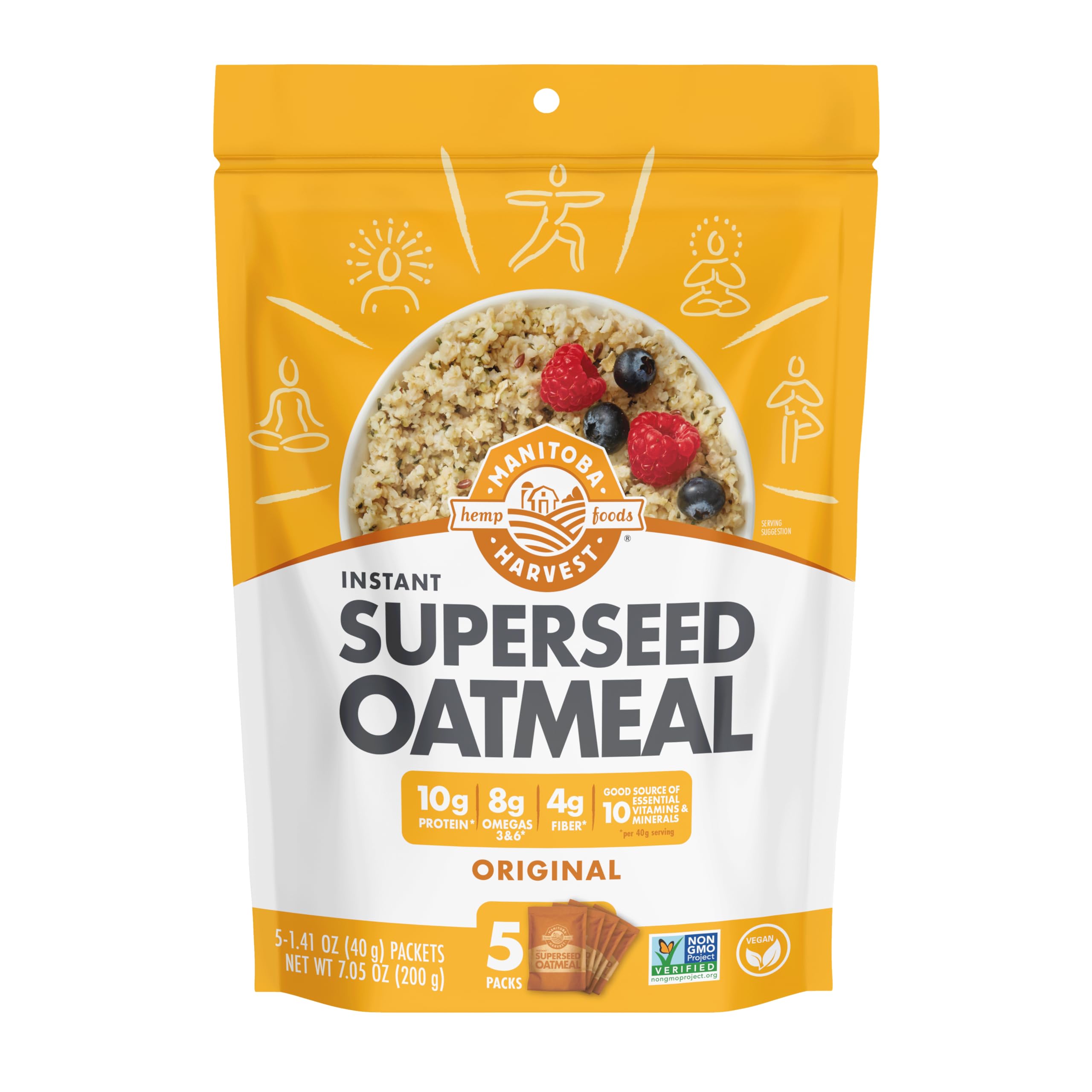 Amazon.com: Manitoba Harvest Superseed Instant Oatmeal – 10g Protein, 4g Fiber & 8g Omega 3 and ...