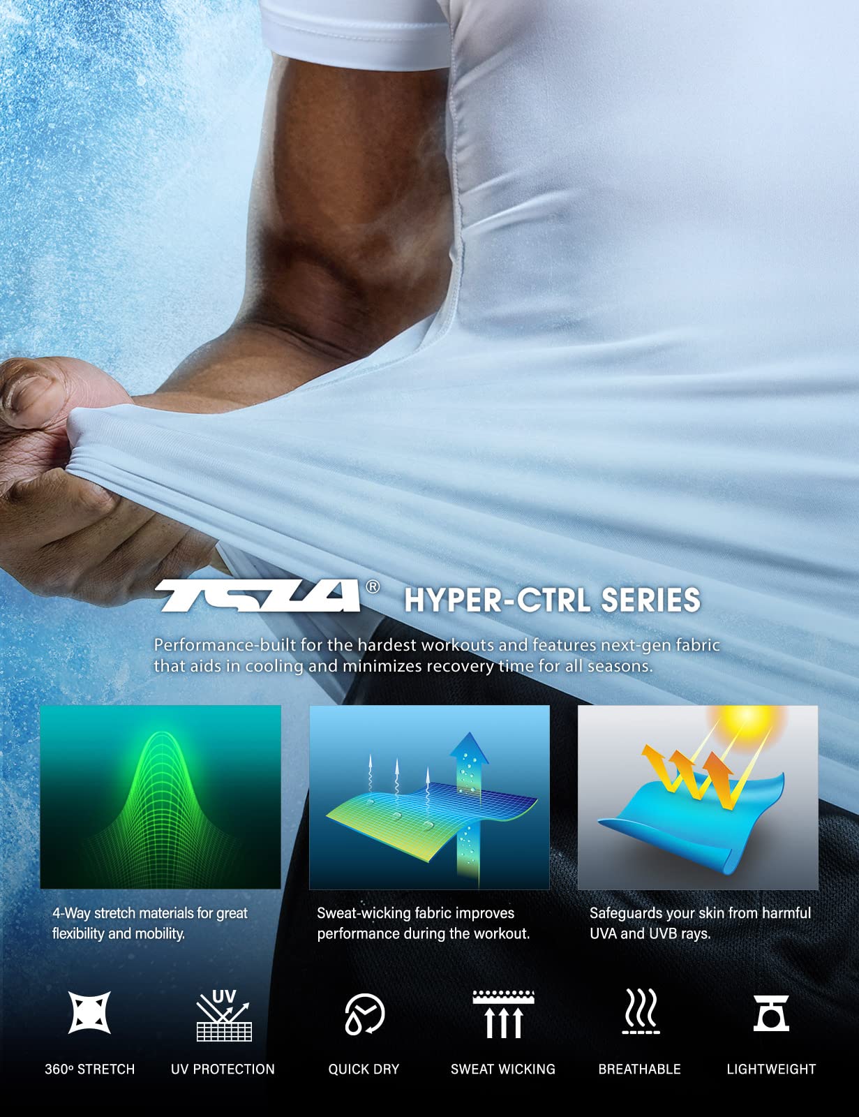 Snapklik.com : TSLA Mens UPF 50+ Quick Dry Short Sleeve Compression Shirts