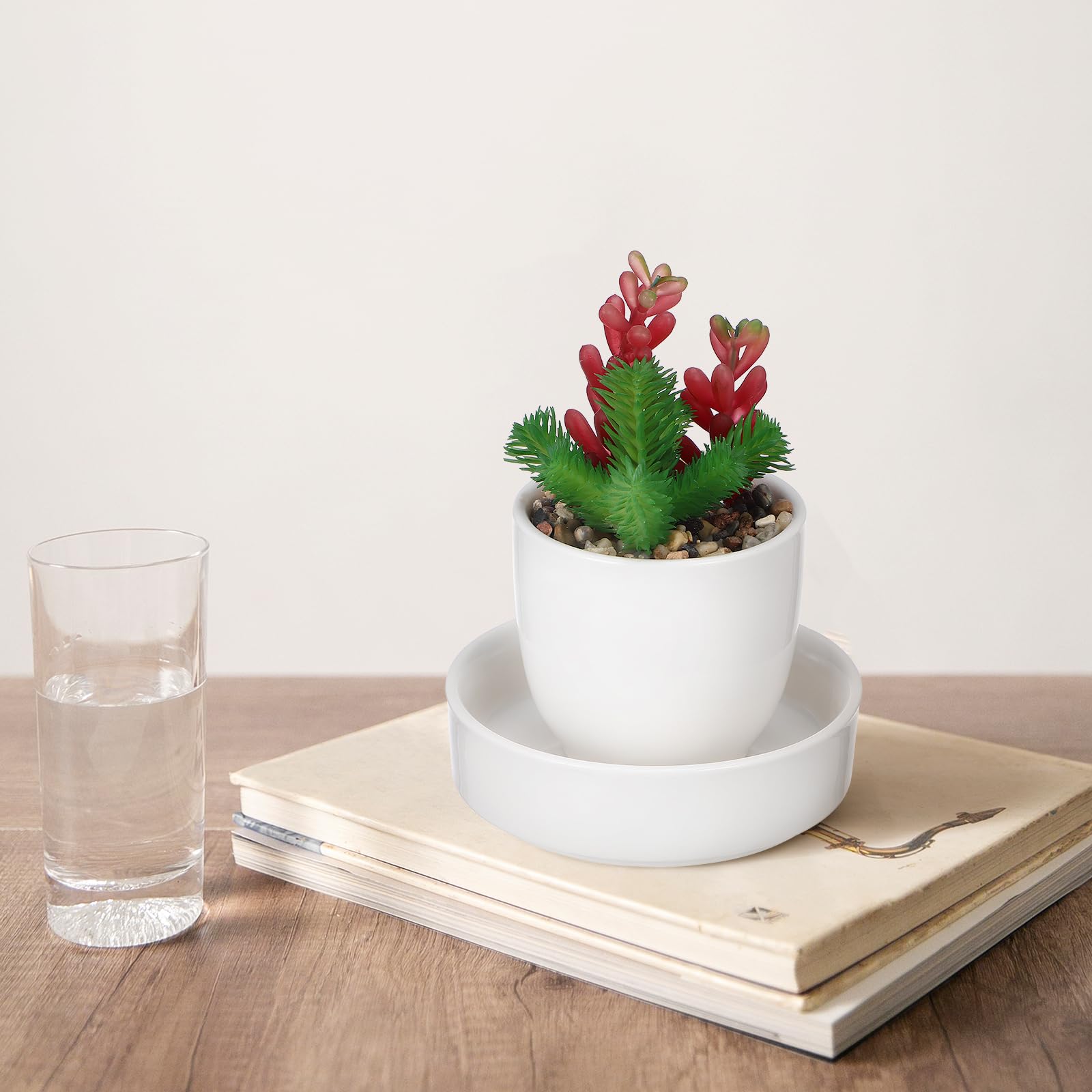 Snapklik.com : 2pcs Brazilian Wood Pallet White Ceramic Saucer ...