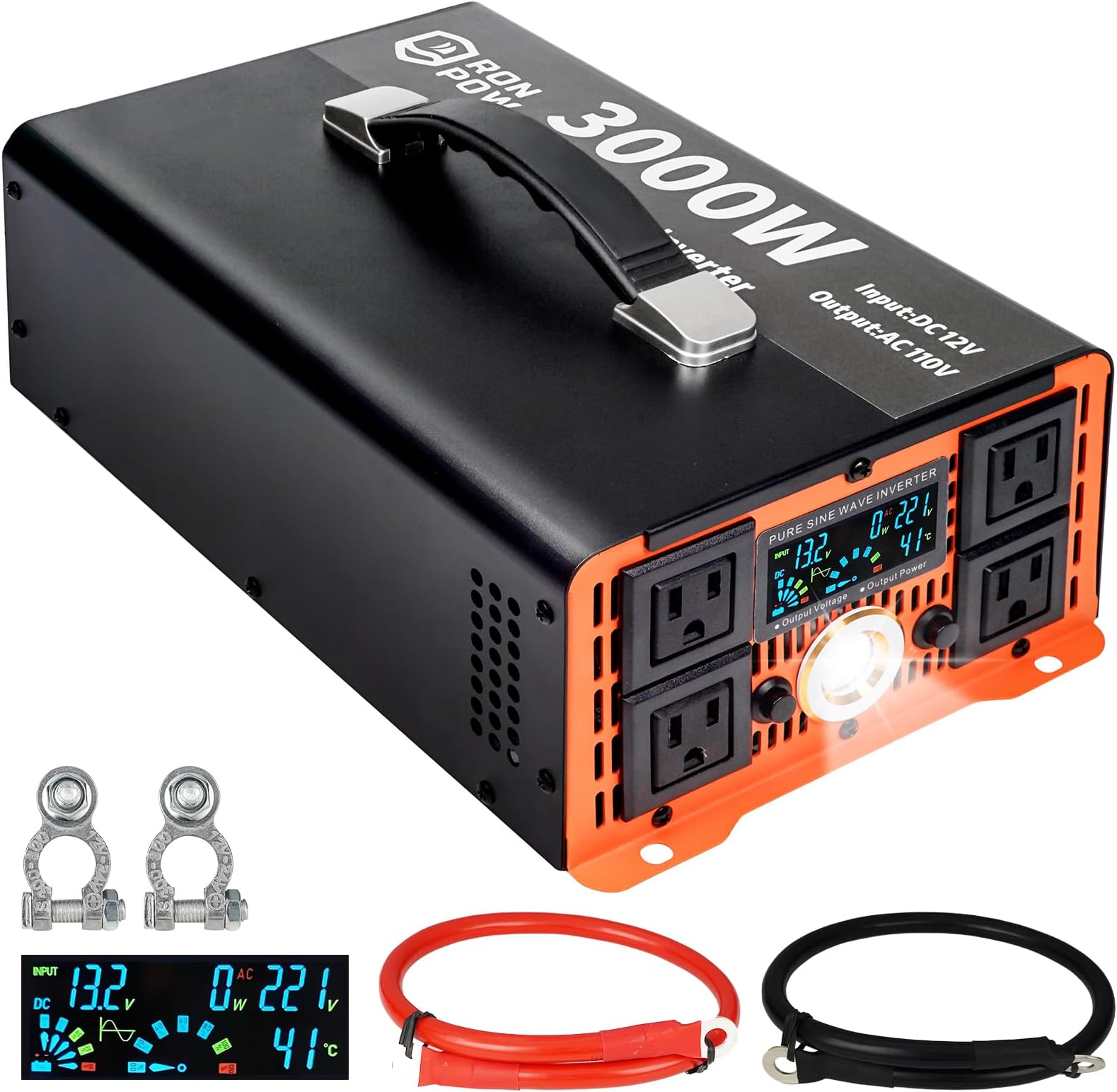 Amazon.com: 3000W Power Inverter,Peak Power 6000W 12V DC to AC 110V120V ...