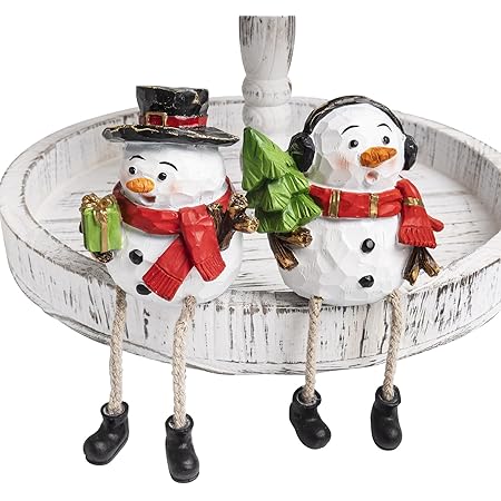 Amazon.com: Geemuslly Christmas Snowman Shelf Sitters with Dangling ...