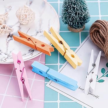 Amazon.com: Colored Clothespins, Colorful Clothes Pins Wooden Clips ...