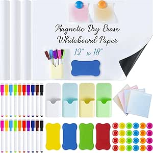 Amazon.com : ReliThick 4 Pcs Magnetic Whiteboard Contact Paper, 12" x 18" Self Adhesive White ...