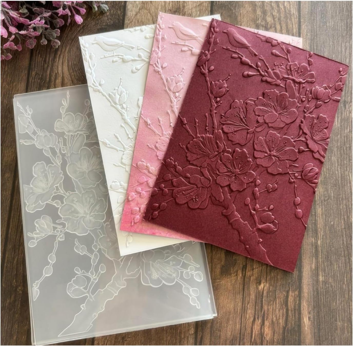 Amazon.com: KWELLAM Branch Bird Plastic Embossing Folders for Card ...