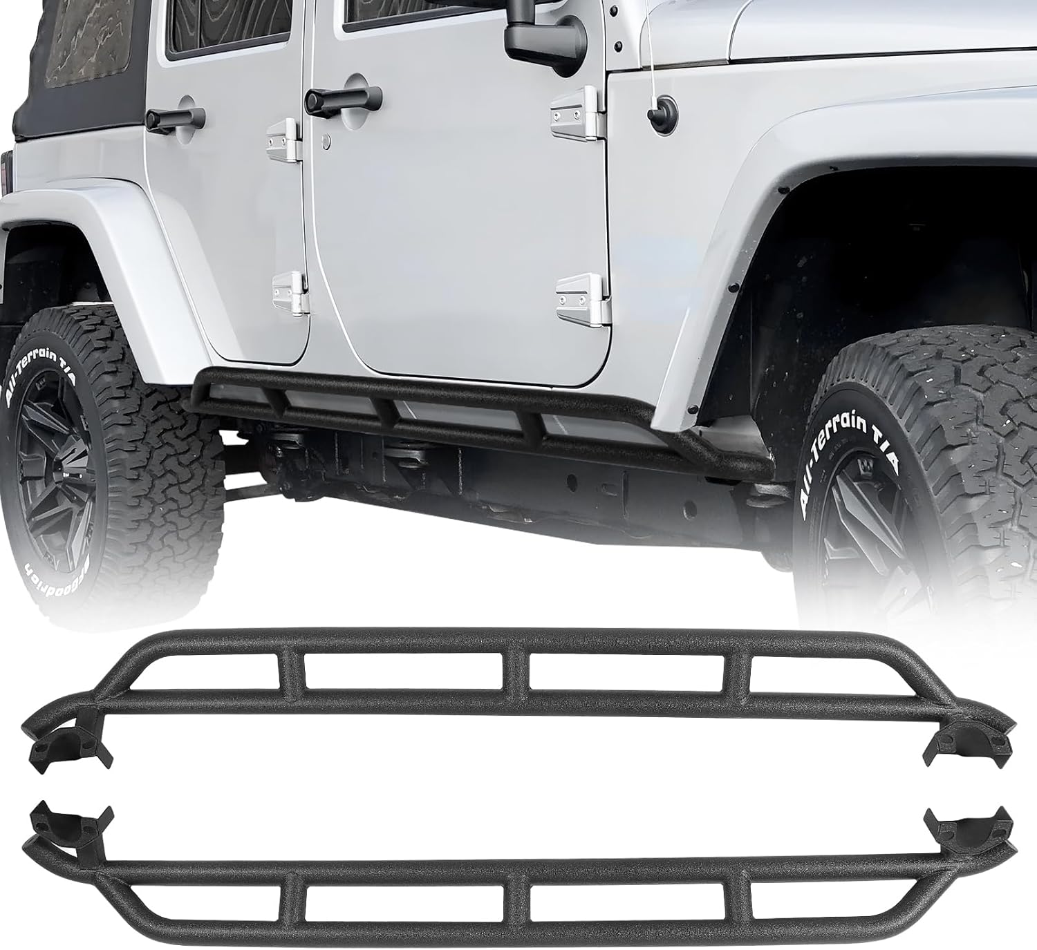 Amazon.com: Wrangler JK Rock Slider Nerf Bars Running Boards Side Steps ...