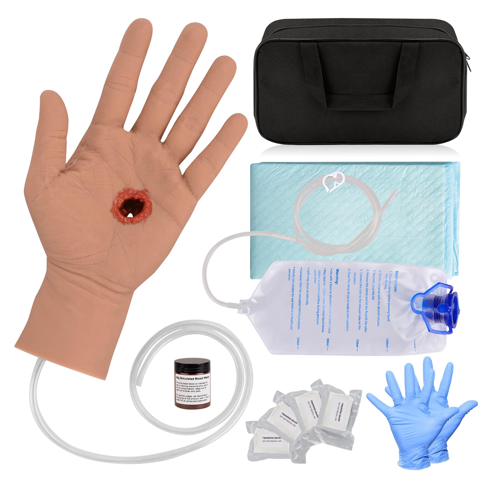 MedEduQuest GSW Through Hand Wound Packing Trainer Kit, Stop The Bleed ...