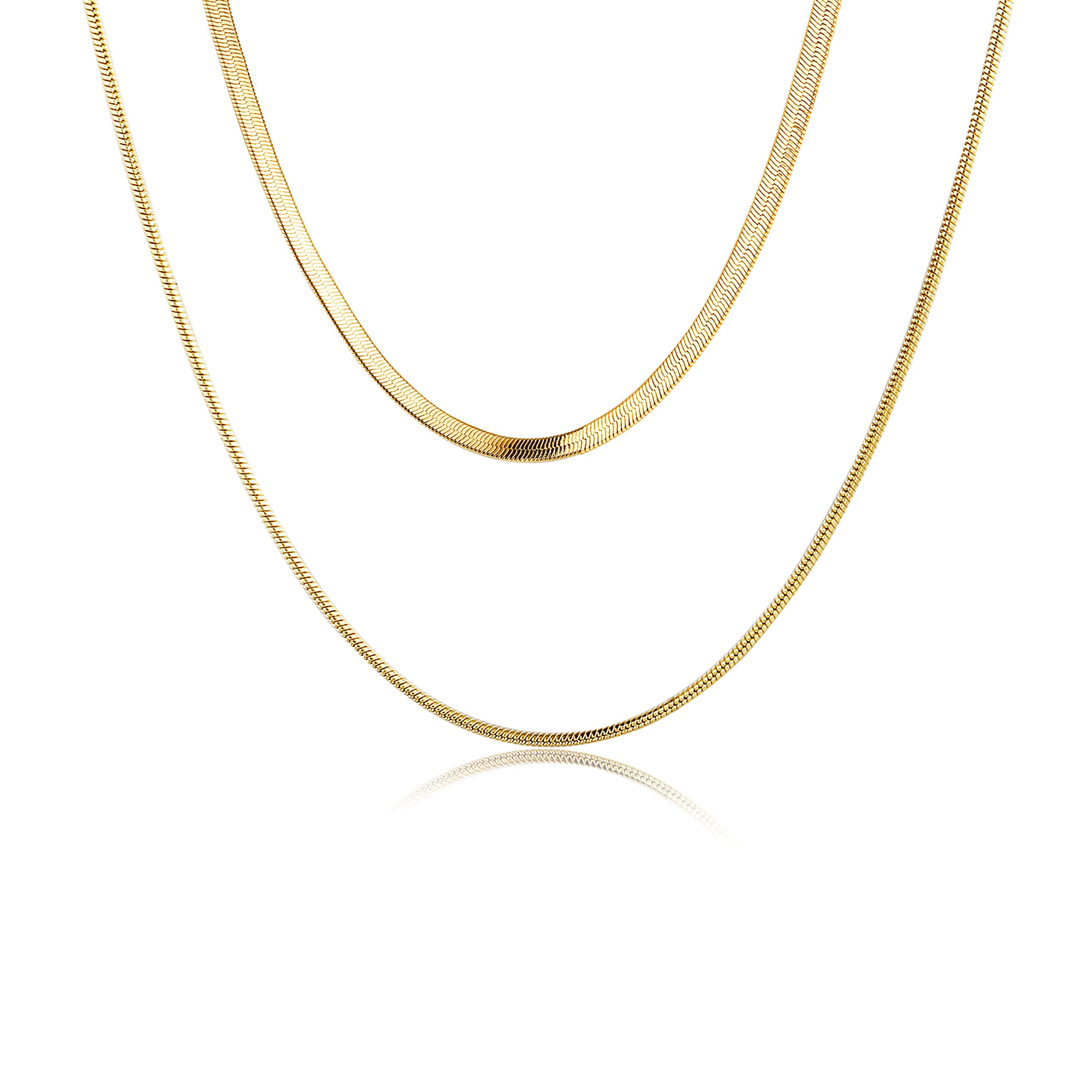 Buy Tasiso 14K Gold Plated Herringbone Choker Necklace Set Double ...