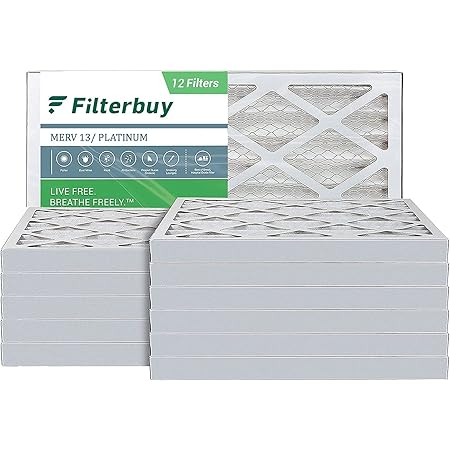Filterbuy 16x25x2 Air Filter MERV 13, Pleated HVAC AC Furnace Filters ...