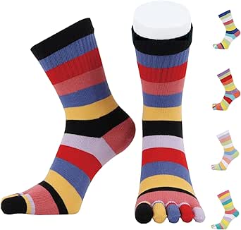Toe Socks Women Rainbow Cotton Fuzzy Middle Socks Funny Wicking Anti ...