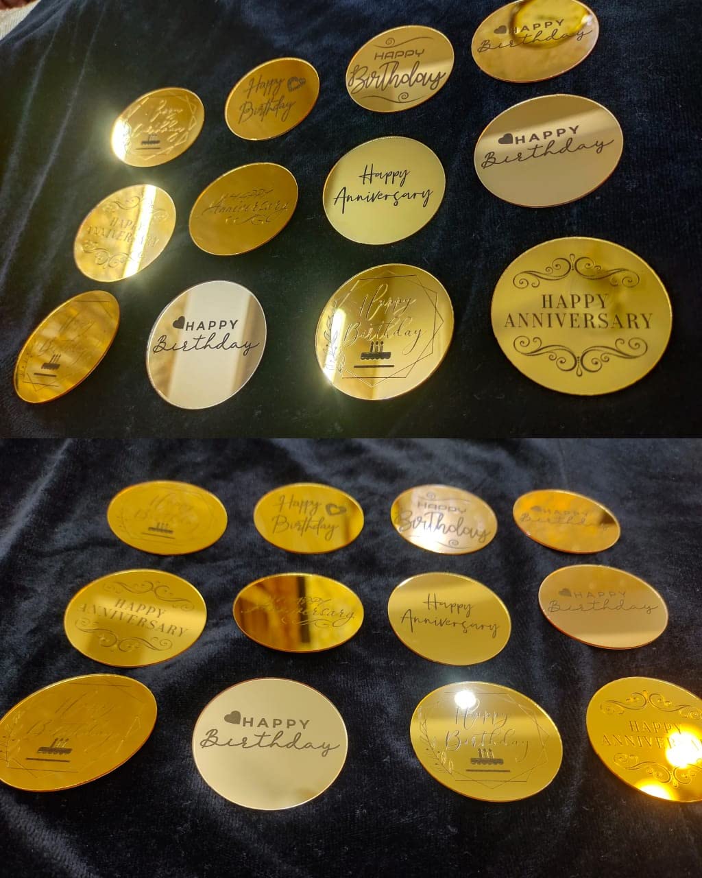 15 PC Happy Birthday Coin Cake Topper & ANNIVERSARY CAKE TOPPER Happy ...