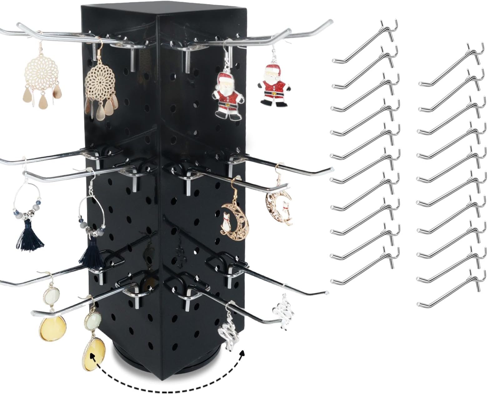 Amazon.com: Rotating Pegboard Display Stand With 24 Hooks - Metal ...