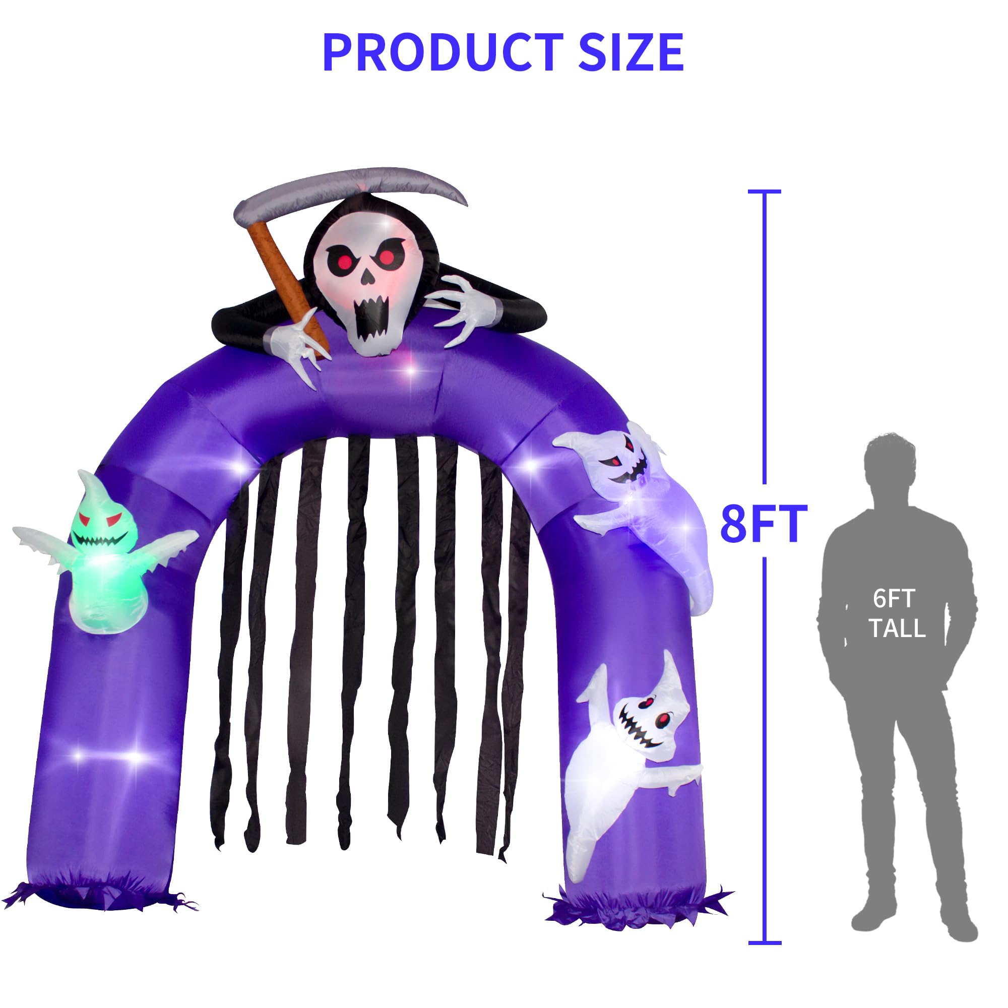Snapklik.com : VENLOIS 8FT Halloween Inflatables Giant Grim Reaper Arch