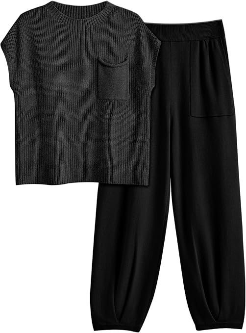 Amazon.com: LILLUSORY 2 Piece Knit Sets For Women Trendy Sweatsuit Sets ...