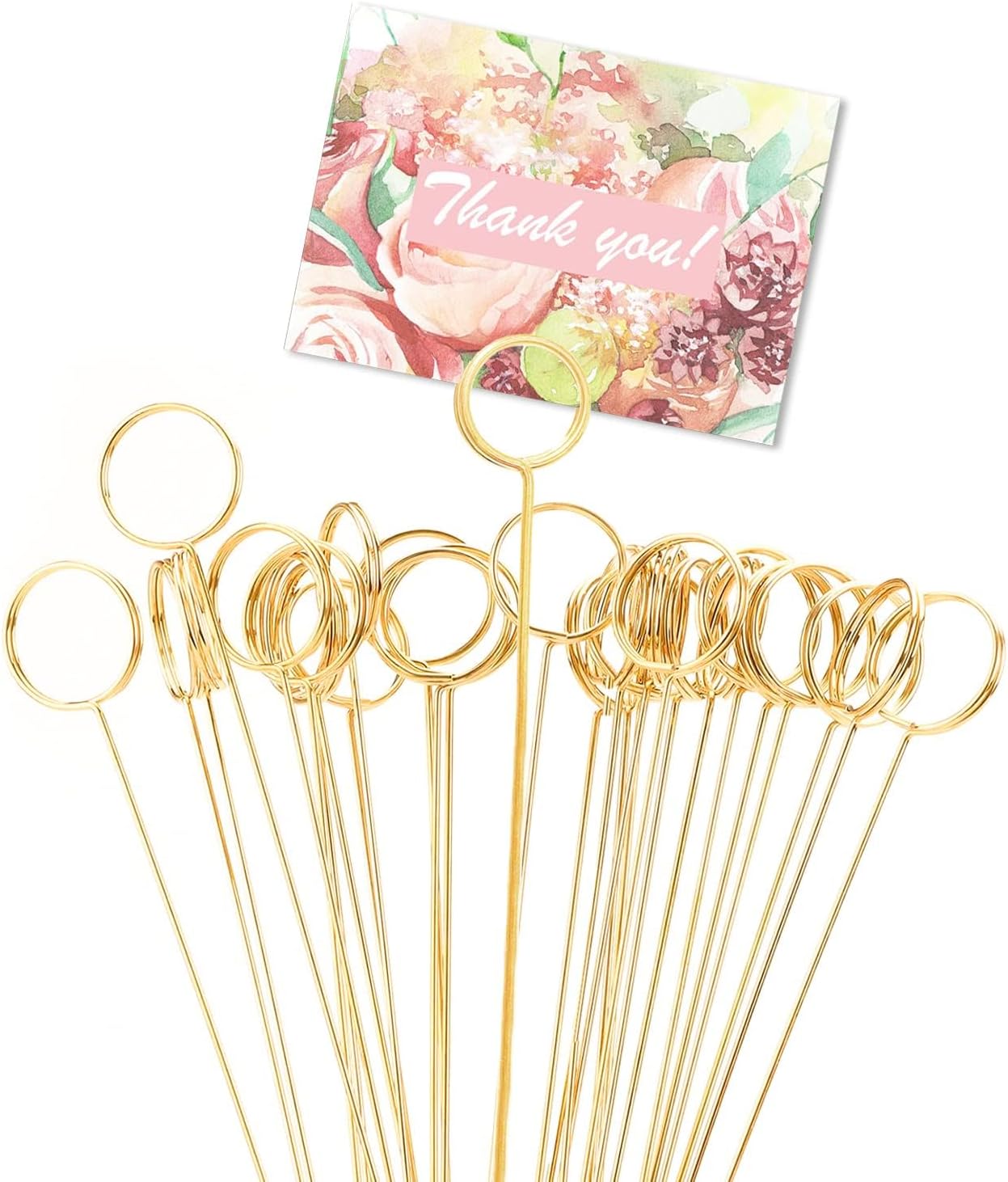 Amazon.com: LANKIN 12" Floral Place Card Holder,40Pcs Gold Ring Shape ...