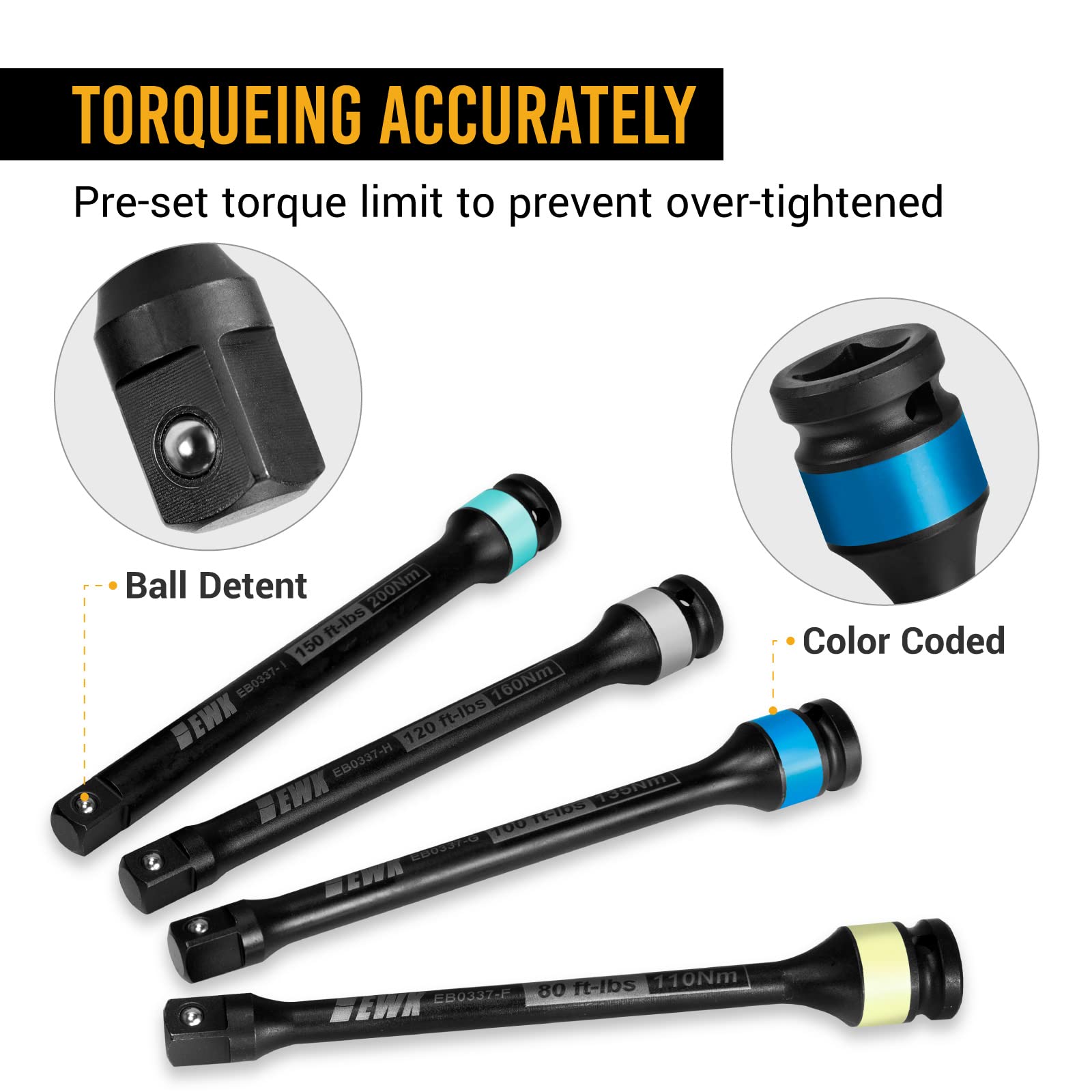 Snapklik.com : EWK 8 Pcs 1/2 Impact Lug Nut Socket & Torque Limiting ...