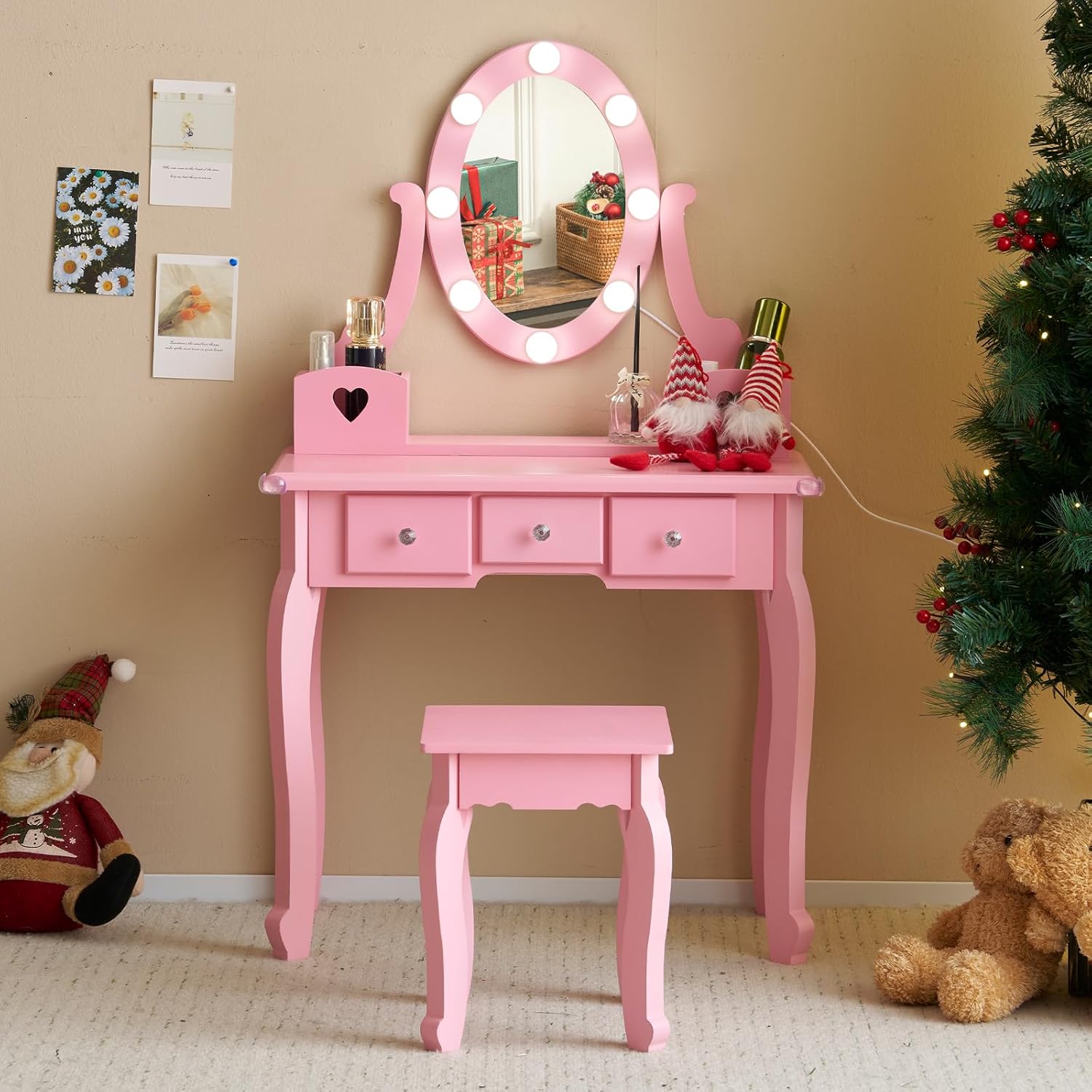 Amazon.com: Pinikuyiro Kids' Vanity Set with Mirror and Light, Makeup ...