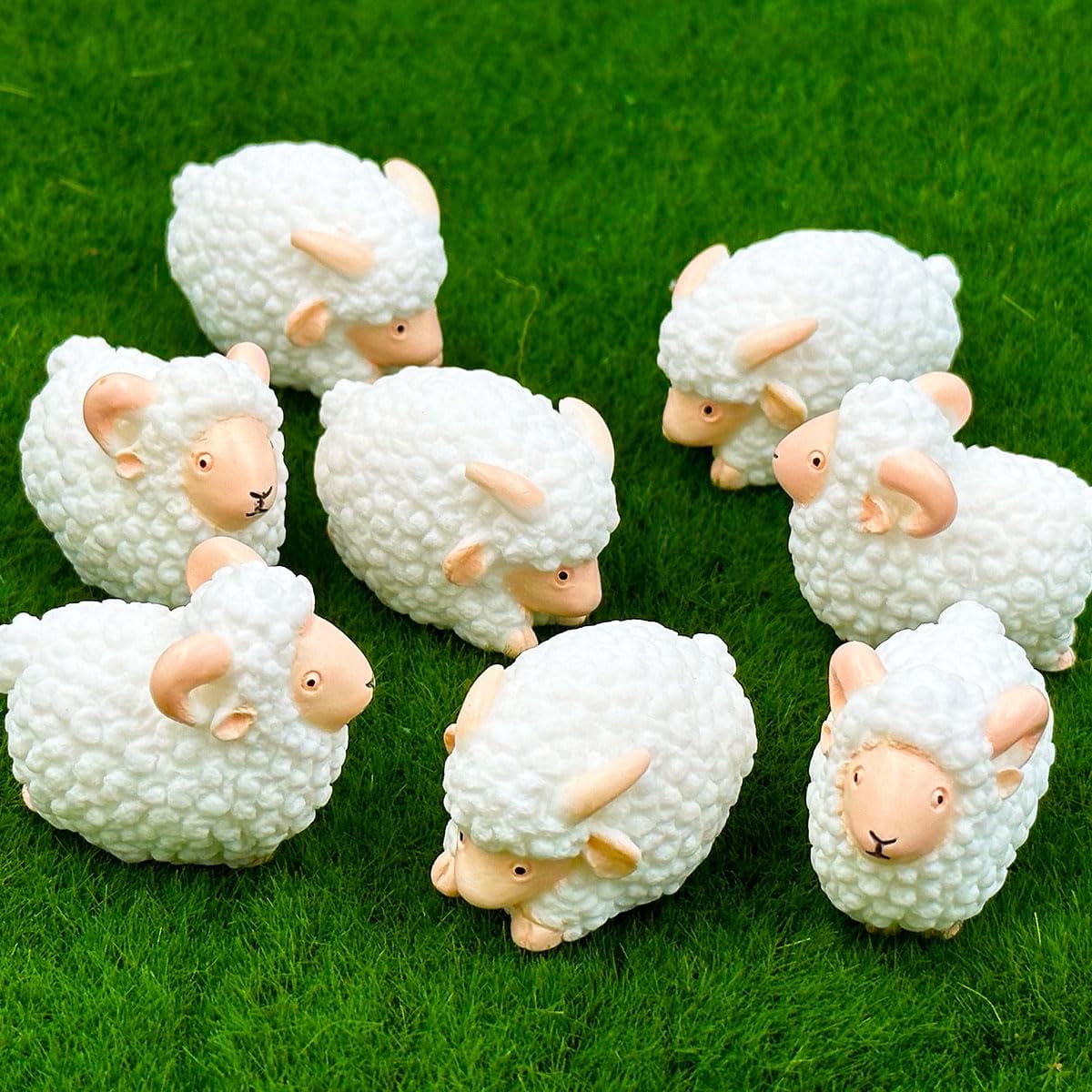 Amazon.com: Miniature Sheep Figurines - 20 Resin Mini Garden Herd of ...